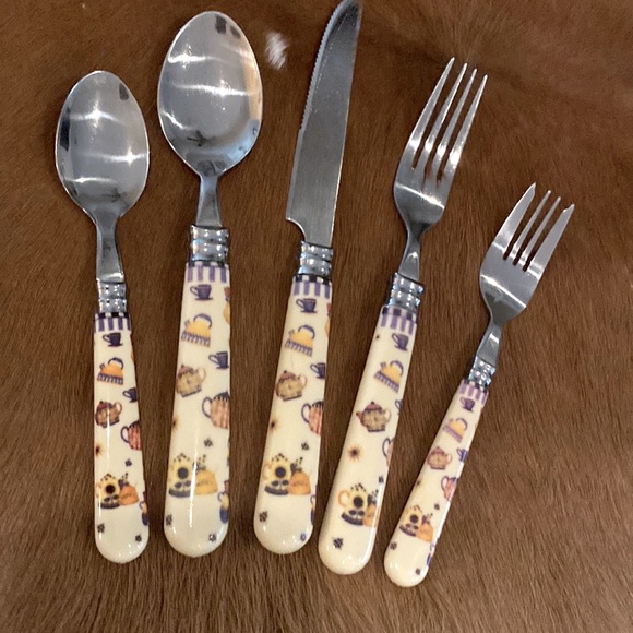 Debbie Mumm | Kitchen | 5 Piece Debbie Mumm Teapot Stainless Silverware ...